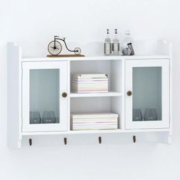 Wandschrank,Wandhängeschrank,Badschrank,Küchenschrank Schrank Regal Bücher/DVD/Gläser Aufbewahrung weiß VMIEB59478 MAISONCHIC