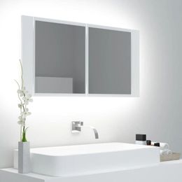 LED-Bad-Spiegelschrank Weiß 90x12x45 cm Acryl - Weiß - Prolenta Premium