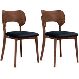 Esszimmerstühle lyco 2 St Gestell aus Massivholz, Marineblau, Stoff/Holz, Scandinavian, 47x80,5x45 cm - Konsimo