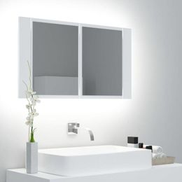 LED-Bad-Spiegelschrank Weiß 80x12x45 cm Acryl - Weiß - Prolenta Premium