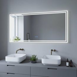 Aquabatos - led Bad Spiegel mit Licht Beleuchtung gross 140x70cm essens Typ c Touch Sensor Dimmbar Spiegelheizung Kaltweiß 6400K Warmweiß 3000K