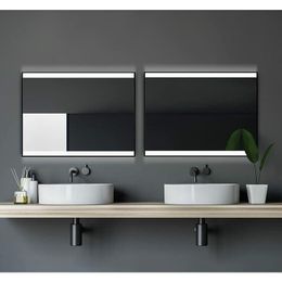 Black Shine Badspiegel 80 x 60 cm - Badezimmerspiegel mit led Beleuchtung in neutralwei� � matt schwarz - an-aus Taster am Rahmen - Talos