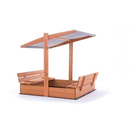 Viking Choice - Sandkasten - Holz - mit Dach und Bänken - 140x140 cm - grau