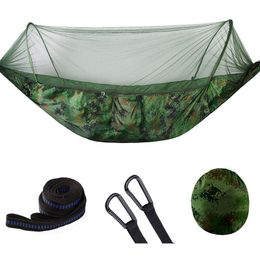 Rhafayre - Camping-Hängematte mit Moskitonetz, leichte tragbare Nylon-Hängematte, für automatische Doppel-Camping-Hängematte mit offener
