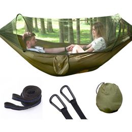 Rhafayre - Camping-Hängematte mit Moskitonetz, tragbare leichte Nylon-Hängematte, für automatische Doppel-Camping-Hängematte mit offener