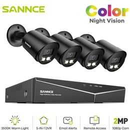 8CH Videoüberwachungssets 1080P hd 4Bullet Kamera Vollfarb Nachtsicht Fernüberwachungs Sicherheitsüberwachungs System - SANNCE