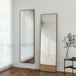 Einfache Badspiegel Standspiegel mit Metallrahmen 50x150 Ganzkörperspiegel Badspiegel mit Schwarze Wandspiegel Groß Badezimmerspiegel - Boromal