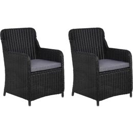 MAISONCHIC Relax-Sessel,Gartenmöbel,Gartenstühle mit Polster 2 Stk. Poly Rattan Schwarz -81359