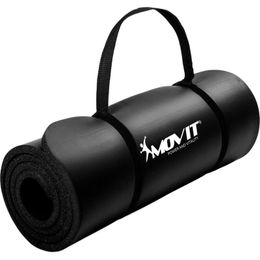 Movit® Yogamatte - 183x60 cm, 10 mm Dicke, Rutschfest, Faltbar, Hautfreundlich, mit Gummiband, NBR, Schwarz - Gymnastikmatte, Fitnessmatte,