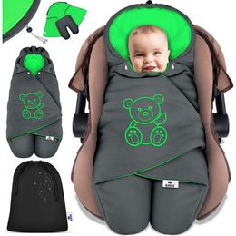 Kidiz Baby Einschlagdecke Winter mit Kapuze +Tasche Babyeinschlagdecke Universal für Babyschale Autositz z.B. für Maxi-Cosi Römer für Buggy Babybett