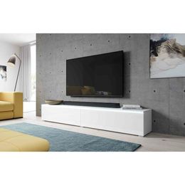 Furnix - TV-Kommode Lowboard bargo 200 cm (2x100cm) ohne led Weiß-Weiß glänzend