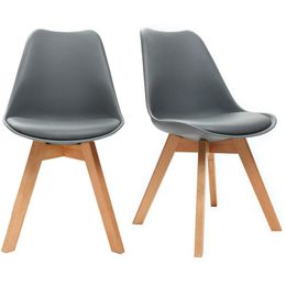 Miliboo Design-Stuhl Holzbeine Grau 2er-Set pauline - Grau