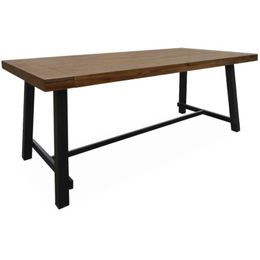 Tisch für Indoor/Outdoor aus Holz und Metall, 190 cm, 6-8 Plätze - Dunkles Holz - Sweeek
