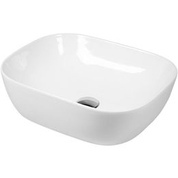 Stabilo-Sanitaer Waschbecken Keramik Aufsatz rechteckig 490 x 390 x 150mm weiß Komplettset