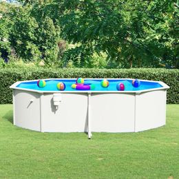 Pool mit Stahlwand Oval 490x360x120 cm Weiß - Prolenta Premium