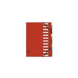 Exacompta - Ordnungsmappe Harmonika® din A4 225g/m² Colorspankarton Farbe: rot Farbe des Fächerblocks: mehrfarbig 12 Fächer