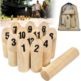 Crossfit-Ausrüstung Nummern Kubb Wikingerspiel Wurfspiel Holzwurfspiel Holzspielzeug Outdoorspiel für Kinder und Erwachsene, Indoor & Outdoor Hengmei