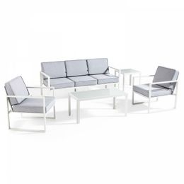 5-Sitzer-Gartenlounge aus Aluminium Weiß - Weiß