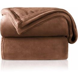 Minkurow - Kuscheldecke, flauschige Fleecedecke, weich und warm für Schlafsofa, Decke als Couchdecke, Wohnzimmerdecke, 130 x 150 cm beige