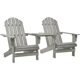 Bonnevie - Garten-Adirondack-Stühle mit Teetisch Massivholz Tanne Grau vidaXL636212