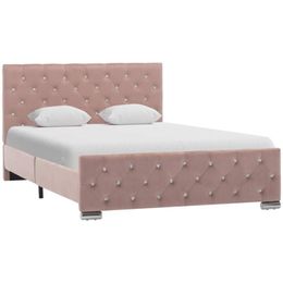 Bettgestell,Schlafzimmerbett Rosa Samt 120x200 cm vidaXL