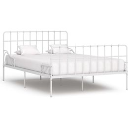 Bettgestell,Schlafzimmerbett mit Lattenrost Weiß Metall 120×200 cm vidaXL
