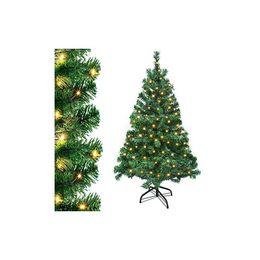 120cm Weihnachtsbaum mit Beleuchtung Künstlicher Weihnachtsbaum pvc mit 120 led Lichterkette Christbaum, mit Stativ und Schnellaufbau Klappsystem
