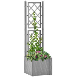 Garten-Hochbeet,Blumenkasten mit Spalier und Selbstbewässerungssystem Grau vidaXL