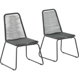 MAISONCHIC 2 Stk.Gartenstühle Relax-Sessel,Gartenmöbel Poly Rattan Schwarz -30095