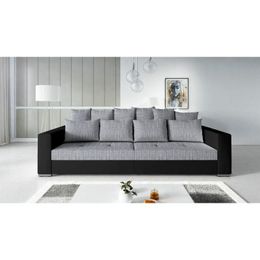 Modernes Big Sofa Wohnlandschaft Sofa Couch Jumbo 2 Schwarz - Hellgrau