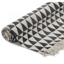 Maison Exclusive - Kelim-Teppich Baumwolle 120x180 cm mit Muster Schwarz/Weiß - Schwarz