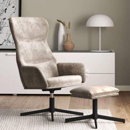 MAISONCHIC - Relaxsessel mit Hocker Wohnzimmerstuhl Stuhl für Esszimmer Wohnzimmer & Schlafzimmer Hellgrau Samt DE87520 - Grau