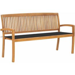 Stapelbare Gartenbank mit Auflage Ruhebank 159 cm Massivholz Teak vidaXL