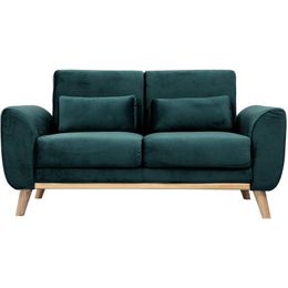 Miliboo Skandinavisches 2-Sitzer-Sofa in petrol Samt ektor - Entenblau