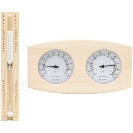 Vidaxl - 2-in-1 Sauna-Hygrothermograph und Sanduhr Set Massivholz Kiefer