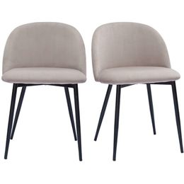 Miliboo Design-Stühle aus taupefarbenem Samtstoff und schwarzem Metall (2er-Set) celeste - Taupe