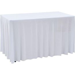 2 Stück Stretch-Tischdecken mit Rand Weiß 120 x - Weiß - Prolenta Premium