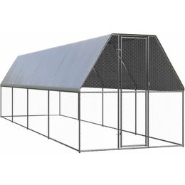 Outdoor-Hühnerkäfig 2x8x2 m Verzinkter Stahl Vidaxl Silber