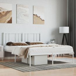 Bettgestell,Schlafzimmerbett mit Kopfteil Metall Weiß 140x200 cm vidaXL