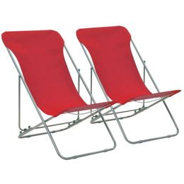 Klappbare Strandstühle 2 Stk. Stahl und Oxford-Gewebe Rot vidaXL893284