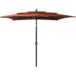 Sonnenschirm,Gartenschirm mit Alu-Mast 3-lagig Terracotta-Rot 2,5x2,5 m vidaXL