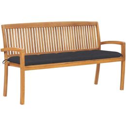 Bonnevie - Stapelbare Gartenbank mit Auflage Ruhebank 159 cm Massivholz Teak vidaXL