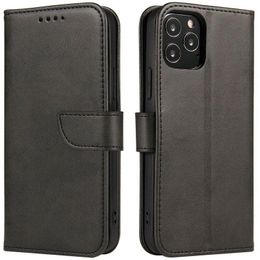 Premium Magnet Case Buch Tasche Schutzhülle aufklappbare Hülle Standfunktion Zubehör kompatibel mit Xiaomi Redmi Note 12 4G Schwarz - Schwarz