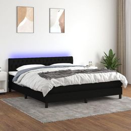 Boxspringbett,Doppelbett mit Matratze & led Schwarz 160x200 cm Stoff vidaXL