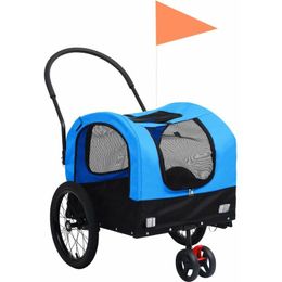 Vidaxl - 2-in-1 Fahrradanhänger für Hunde und Buggy Blau und Schwarz Blau