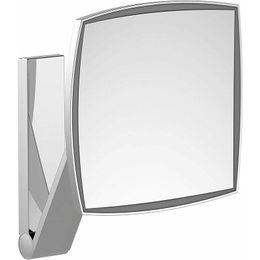 KEUCO Wand-Kosmetikspiegel iLookMove , mit Schwenkarm, LED-Beleuchtung, 5-facher Vergrößerung, Unterputz-Netzteil, 20x20cm, eckig, chrom, iLookmove,