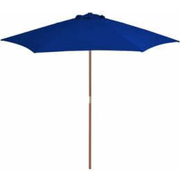 Sonnenschirm,Gartenschirm mit Holzmast Blau 270 cm vidaXL