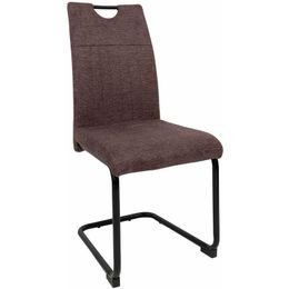 Moderne Esszimmerstühle mit Stoffbezug - gepolsterte Esstischstühle Freischwinger mit robustem Metallgestell, 1 St., Bordo-braun