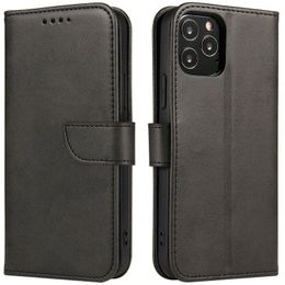 Premium Magnet Case Buch Tasche Schutzhülle aufklappbare Hülle Standfunktion Zubehör kompatibel mit Xiaomi Redmi Note 12 Pro Plus Schwarz - Schwarz