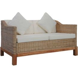 Bonnevie - 2-Sitzer-Sofa,Sofas gerade mit Auflagen Natur Rattan vidaXL
